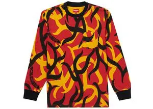 Supreme Long Sleeve Pocket Tee Shirt - Red Tribal Camo