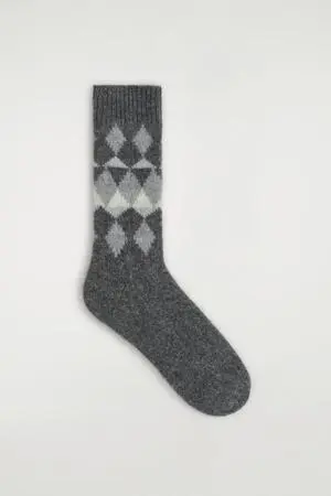 Cos Fair Isle Cashmere Socks - Gray