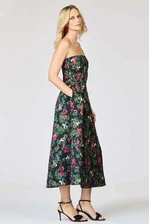 Sachin & Babi Cloque Shay Strapless Tea-length Dress