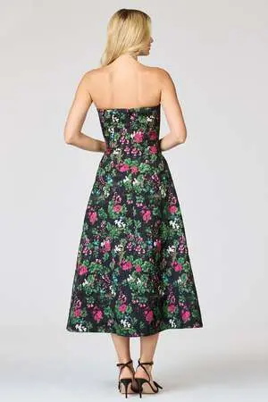 Sachin & Babi Cloque Shay Strapless Tea-length Dress