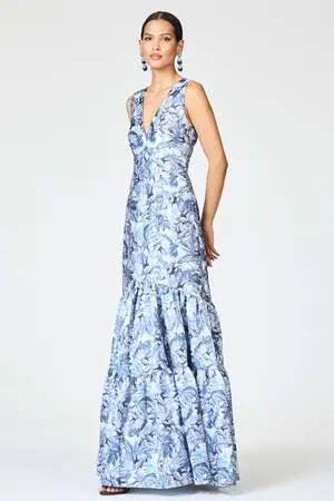 Sachin & Babi Printed Mikado Gown - Frozen Flora