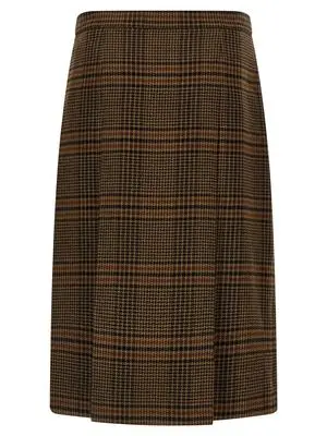 Saint Laurent Prince Of Wales Flared Midi Skirt
