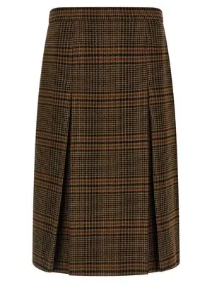 Saint Laurent Prince Of Wales Flared Midi Skirt