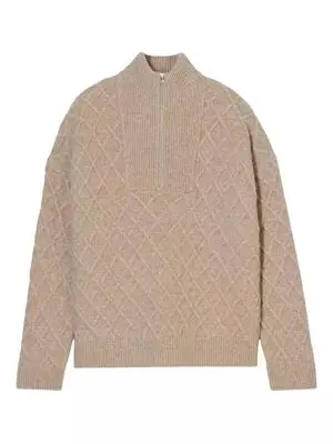Closed Diamond-patterned Half-zip Sweater