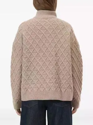 Closed Diamond-patterned Half-zip Sweater