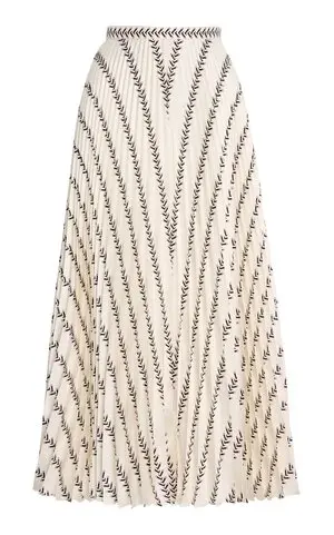 Gabriela Hearst Eames Silk Plissé Midi Skirt - Stripe