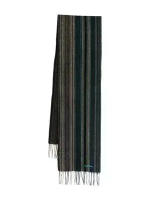 Paul Smith Striped Fringed Scarf - Black