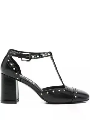 BIBI LOU Studded Leather T-bar Pumps