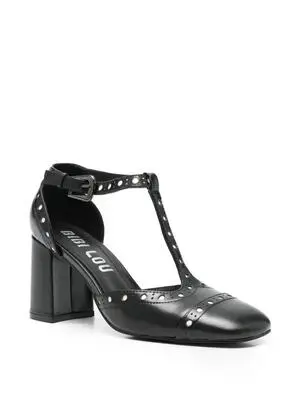 BIBI LOU Studded Leather T-bar Pumps