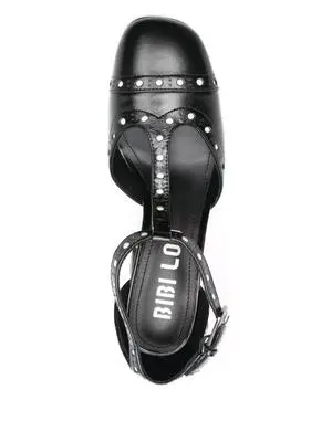 BIBI LOU Studded Leather T-bar Pumps