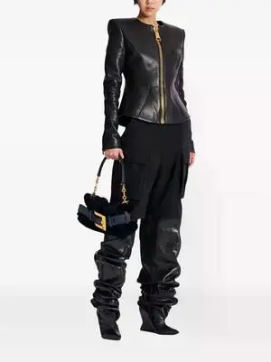 Balmain Mini Anthem Shearling Clutch - Black