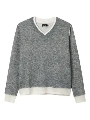 TOUT A COUP V-neck Raw-cut Sweater