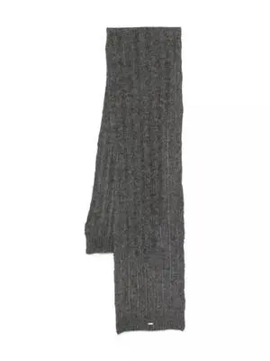 Herno Logo-plaque Ribbed-knit Scarf - Grey