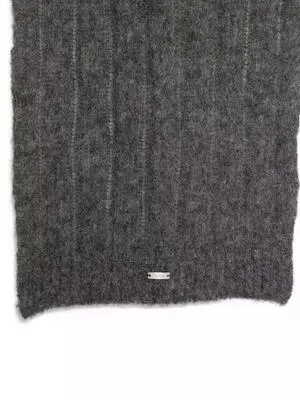 Herno Logo-plaque Ribbed-knit Scarf