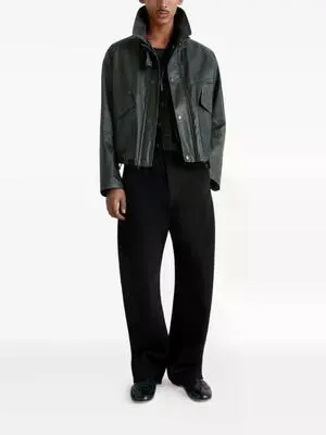 LEMAIRE Concealed-hood Leather Rain Jacket