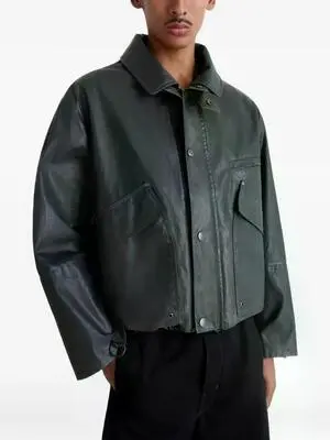 LEMAIRE Concealed-hood Leather Rain Jacket