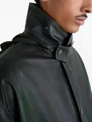 LEMAIRE Concealed-hood Leather Rain Jacket