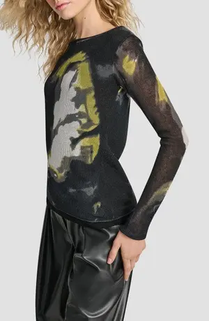 Dkny Abstract Print Double Layer Sweater