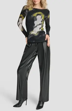 Dkny Abstract Print Double Layer Sweater