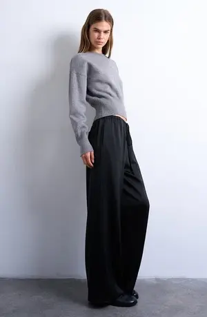 Topshop Satin Drawstring Wide Leg Pants