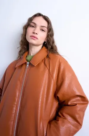 Topshop Oversized Faux Leather Jacket