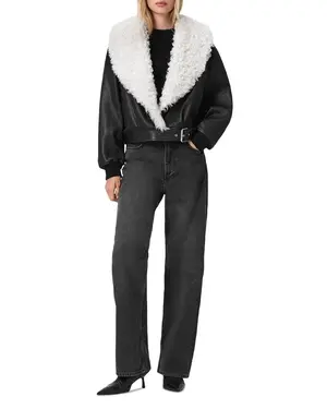 ALLSAINTS Libra Shearling Collar Bomber Jacket