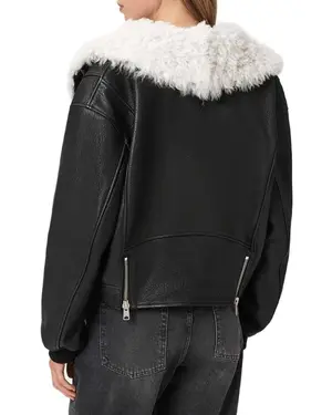 ALLSAINTS Libra Shearling Collar Bomber Jacket