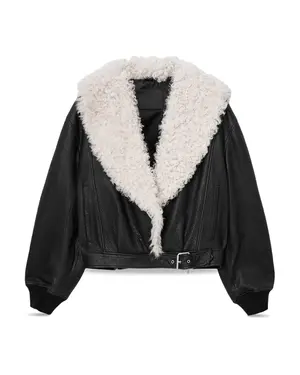 ALLSAINTS Libra Shearling Collar Bomber Jacket