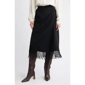 Rails Odette Wool-blend Midi Skirt With Fringe