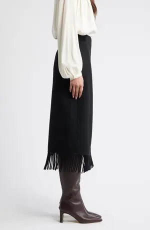 Rails Odette Wool-blend Midi Skirt With Fringe
