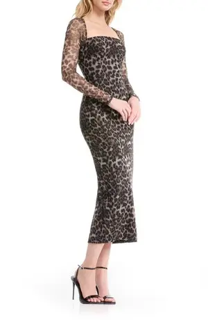 Dress The Population Printed Body-con Maxi Dress - Leopard Multi