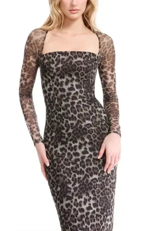 Dress The Population Printed Body-con Maxi Dress - Leopard Multi