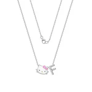 HELLO KITTY Plated Enamel Pave Initial Slider Necklace