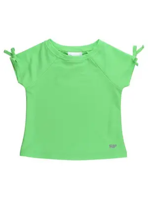 RUFFLEBUTTS Upf 50+ Active Raglan Bow T-shirt - Neon Honeydew