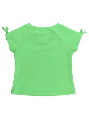 RUFFLEBUTTS Upf 50+ Active Raglan Bow T-shirt - Neon Honeydew