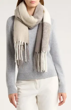 Nordstrom Wool & Alpaca Blend Fringe Scarf Camel
