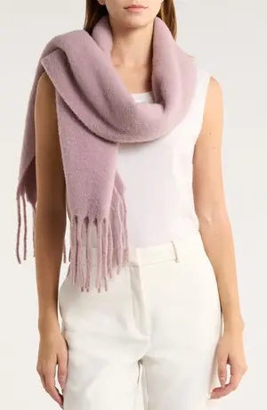 Nordstrom Wool & Alpaca Blend Fringe Scarf Pink Timber