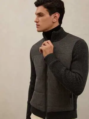 REISS Chesham Atelier Quilted Cashmere Zip Jacket
