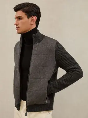 REISS Chesham Atelier Quilted Cashmere Zip Jacket