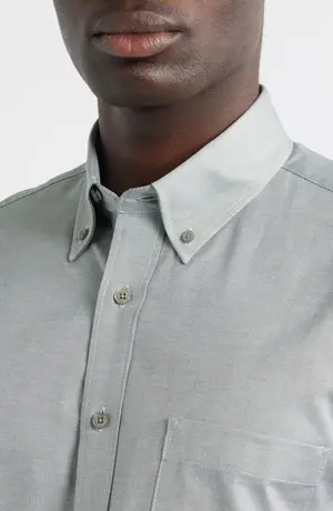 EAGLE Regular Fit Light Grey Cotton Button-down Oxford Shirt - Charcoal