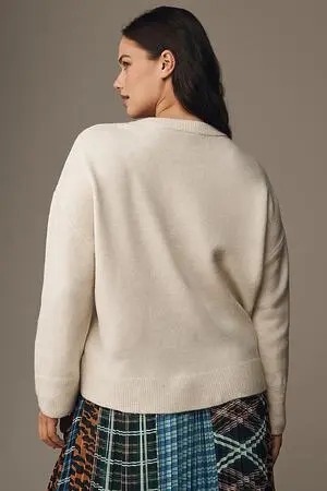 Maeve Crew Neck Pullover Sweater - Neutral Doodle