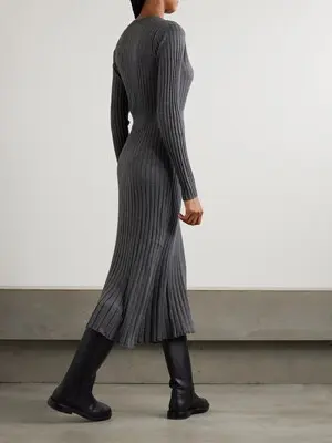 Brunello Cucinelli Ribbed Wool Midi Dress