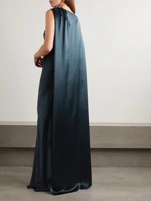 Saloni Phoenix Cape-effect Crystal-embellished Gown - Blue