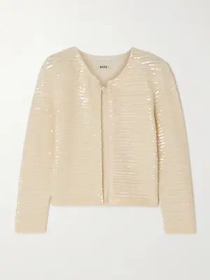 BODE Sequin-embellished Wool Cardigan - Neutrals