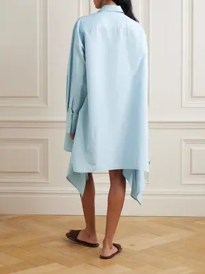 JW Anderson Tie-detailed Cotton And Silk-blend Mini Shirt Dress