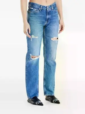 Calvin Klein Ripped Low Rise Straight Jeans