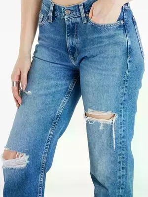 Calvin Klein Ripped Low Rise Straight Jeans