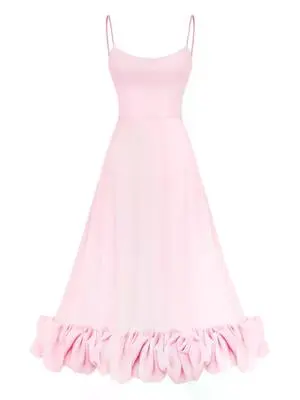 POST MERIDIEM Flounce Ruffled Midi Dress - Pink