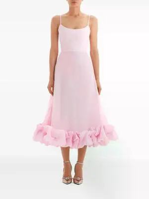 POST MERIDIEM Flounce Ruffled Midi Dress - Pink