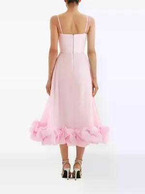 POST MERIDIEM Flounce Ruffled Midi Dress - Pink